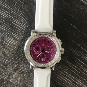 Michele | Accessories | Michele Diamond Sapphire Wrare Pink Face Watch ...